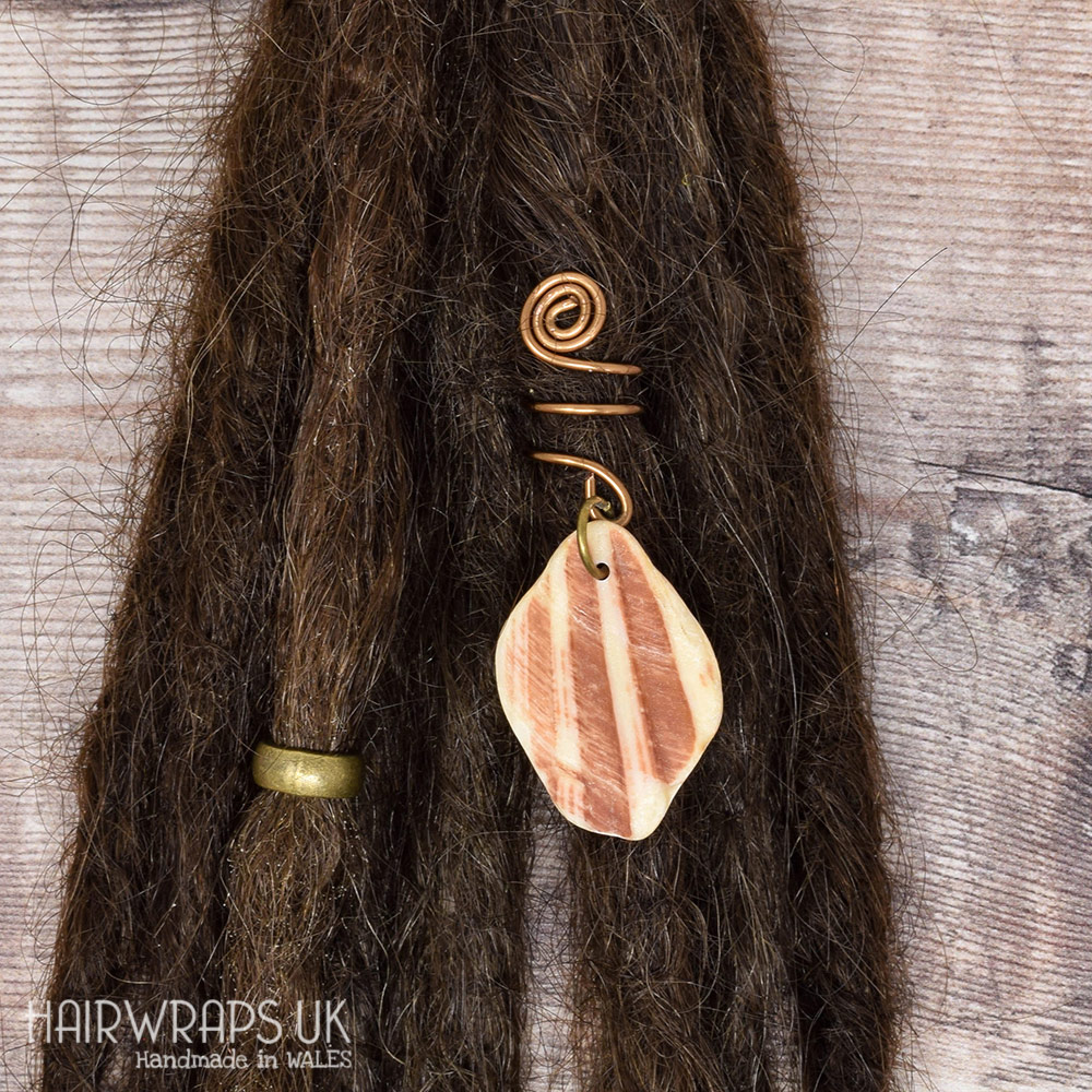 Bronze Dread Cuff with Shell| Handmade Jewellery | Hairwraps U.K.